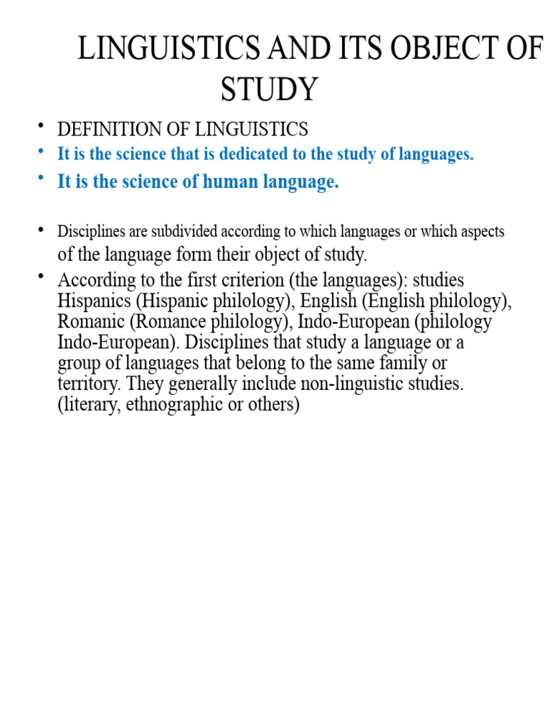 Linguistics and Its Object of Study | PDF | Linguistics | Origin Of ...