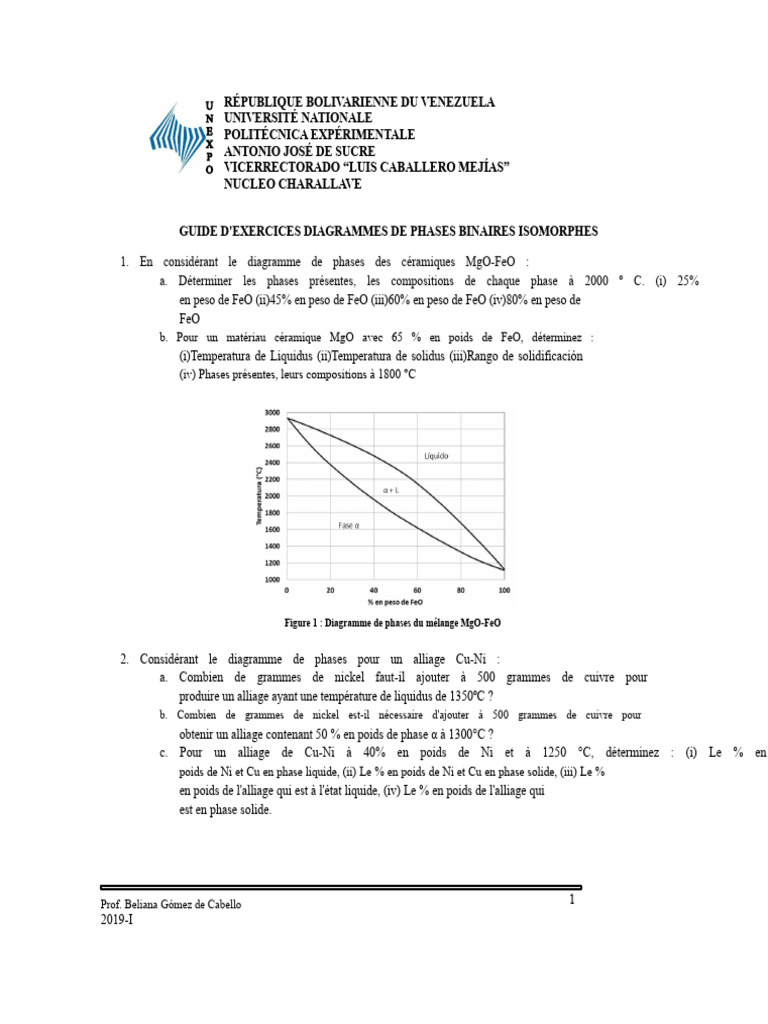 Exercices sur les diagrammes de phases isomorphes | PDF | Alliage | Diagramme de phase