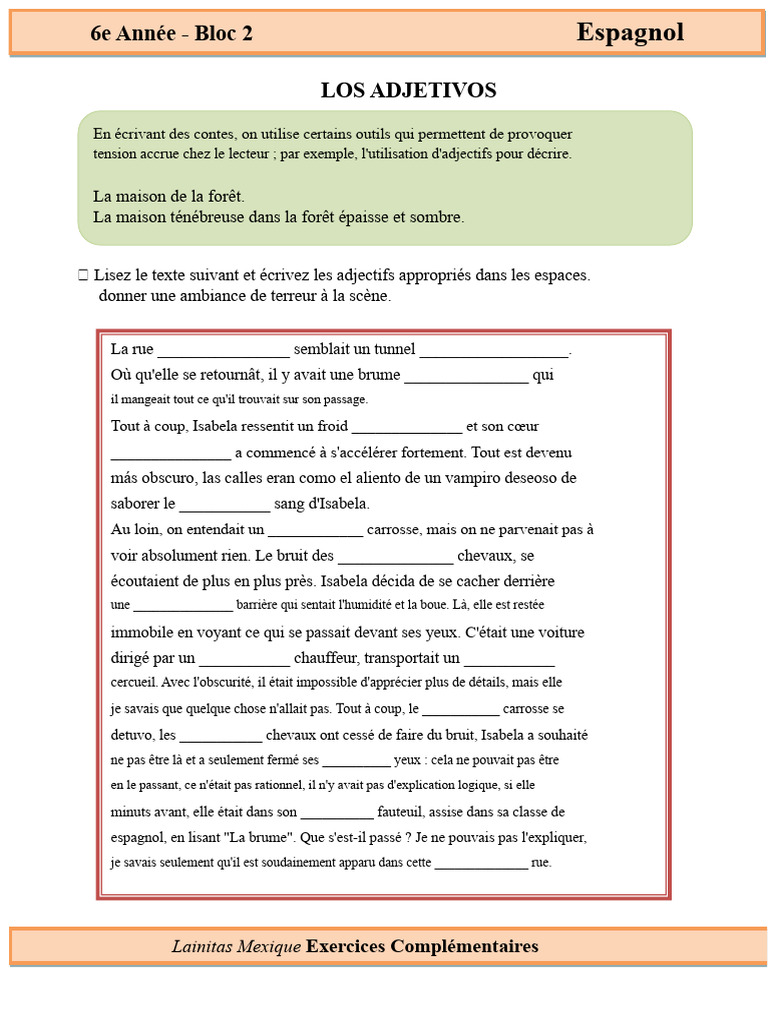 Adjectifs pour créer une ambiance terrifiante | PDF