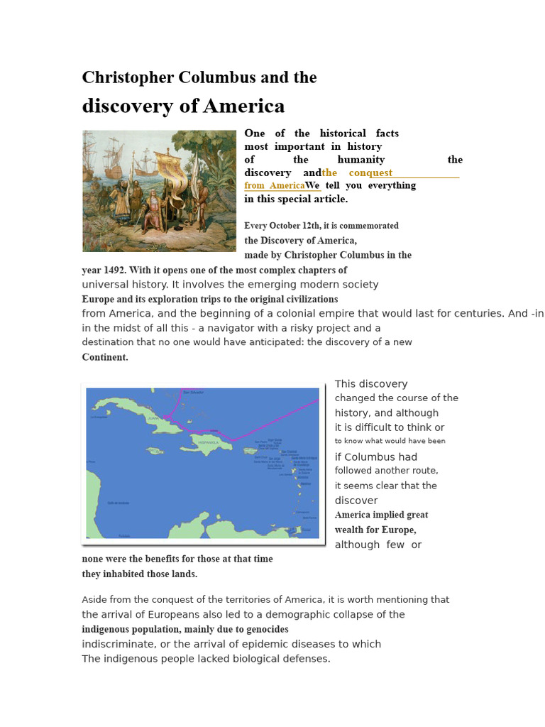 Columbus and the Discovery of America | PDF | Christopher Columbus ...