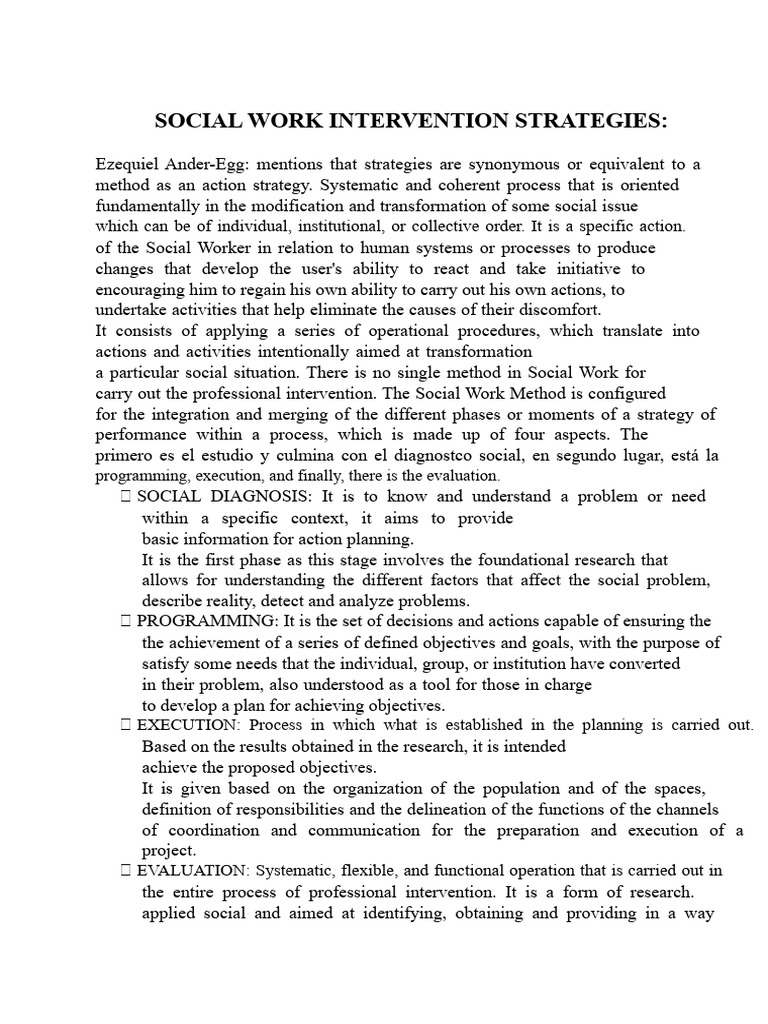 Social Work Intervention Strategies Reading Pdf Cognition