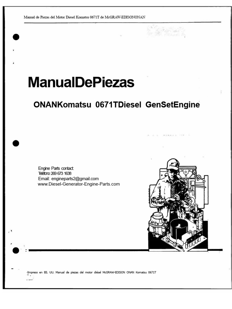 Manual de Piezas - Motor de Generador Diésel Onan Komatsu 0671T | PDF