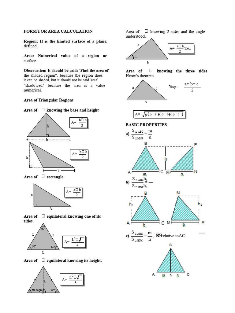 Areas Form | PDF | Area | Triangle