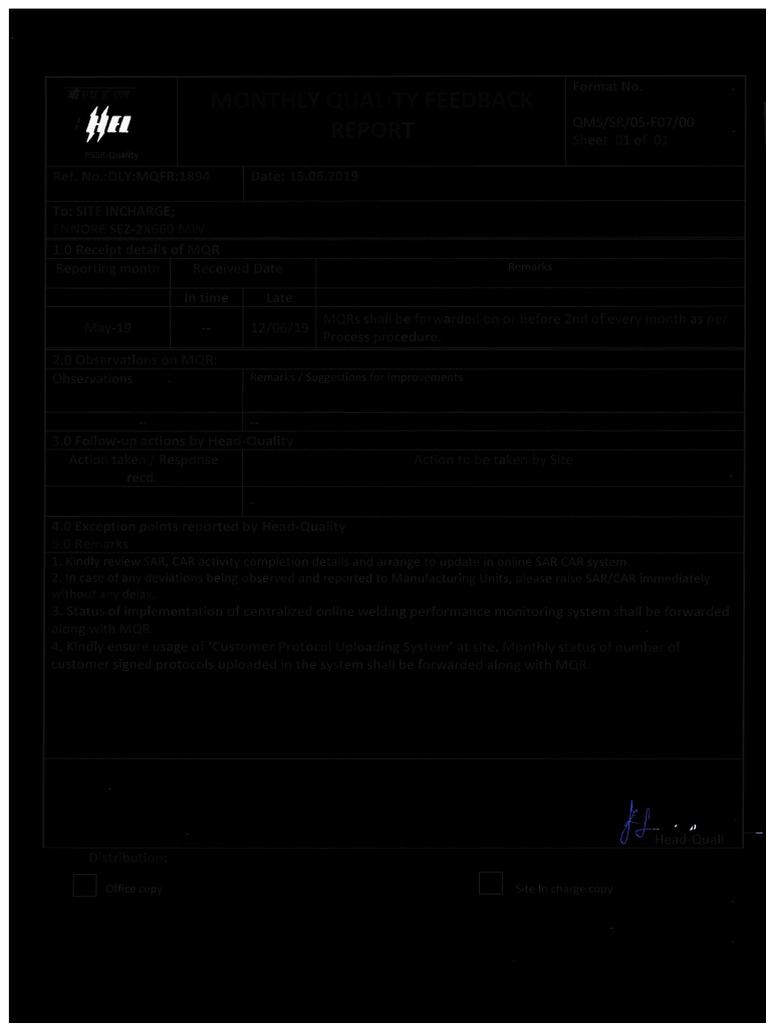 Formato de Informe de Calidad Mensual | PDF