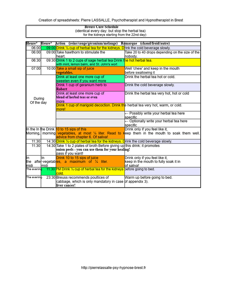 Day Schedule of Rue de Breuss-2 | PDF | Drink | Tea