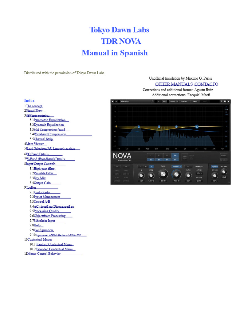 TDR NOVA Translated Manual | PDF | Equalization (Audio) | Signal Processing