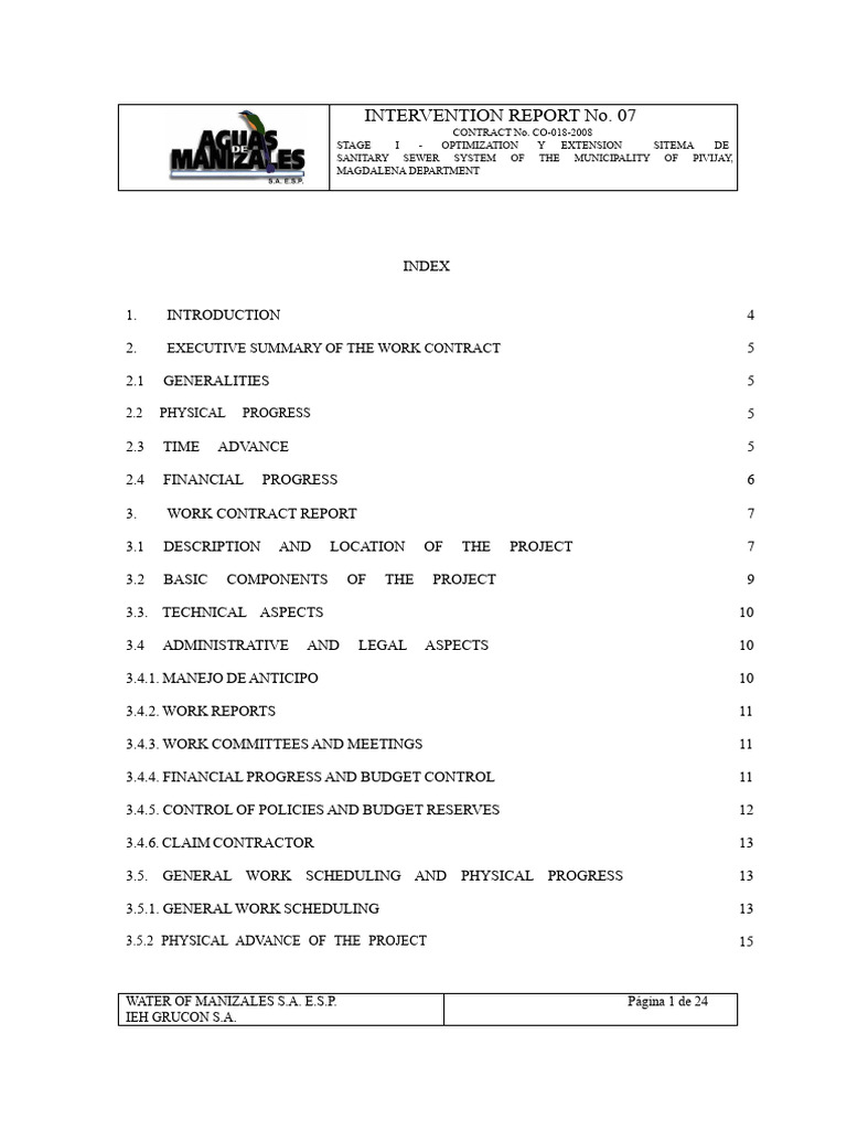 Interventor Report Model | PDF | Sanitation | Sewerage