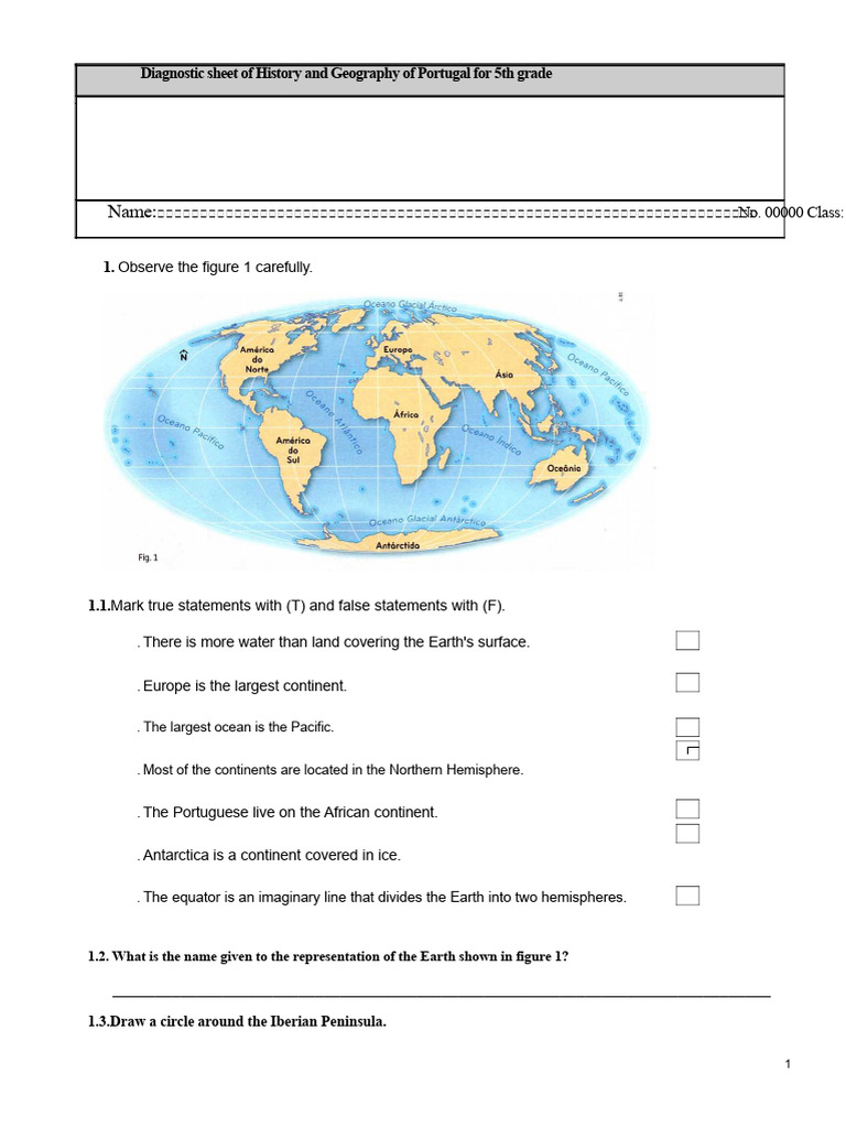 Diagnostic Assessment Form For History and Geography of Portugal 2011 ...