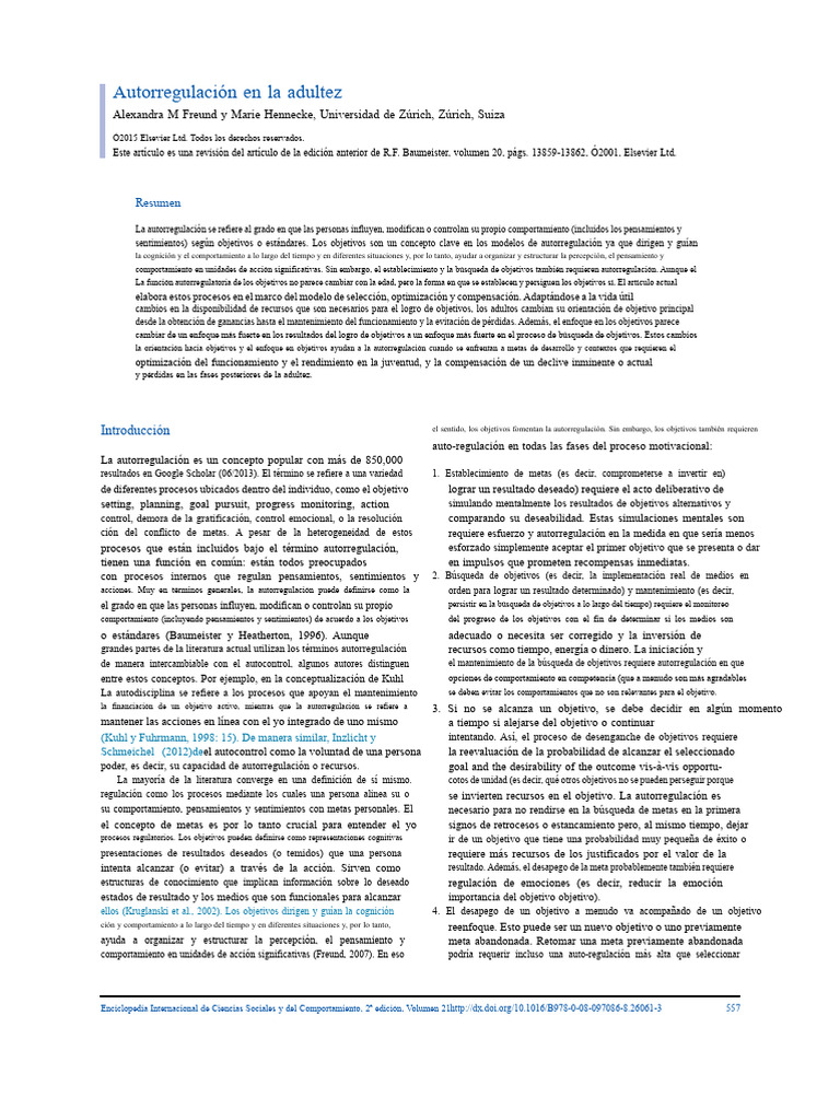 Autorregulación en La Edad Adulta (Alexandra M. Freund, Marie Hennecke ...