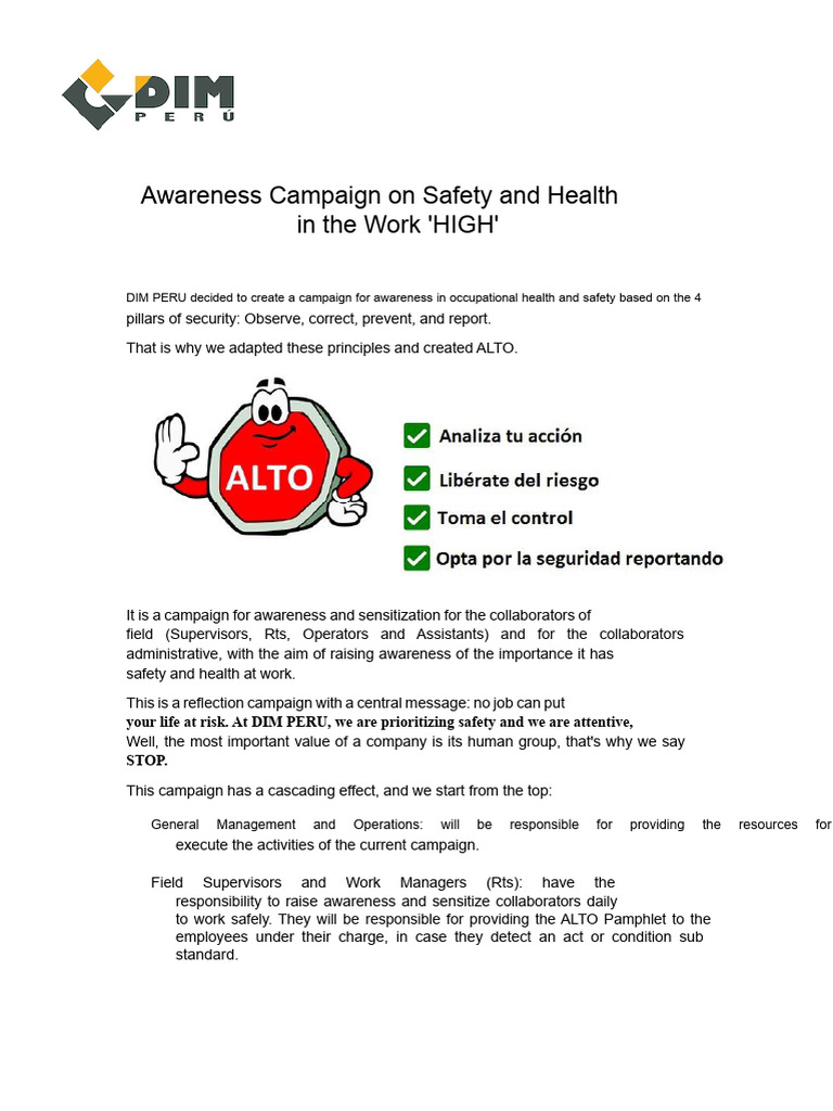 Awareness Campaign On Occupational Health and Safety | PDF ...