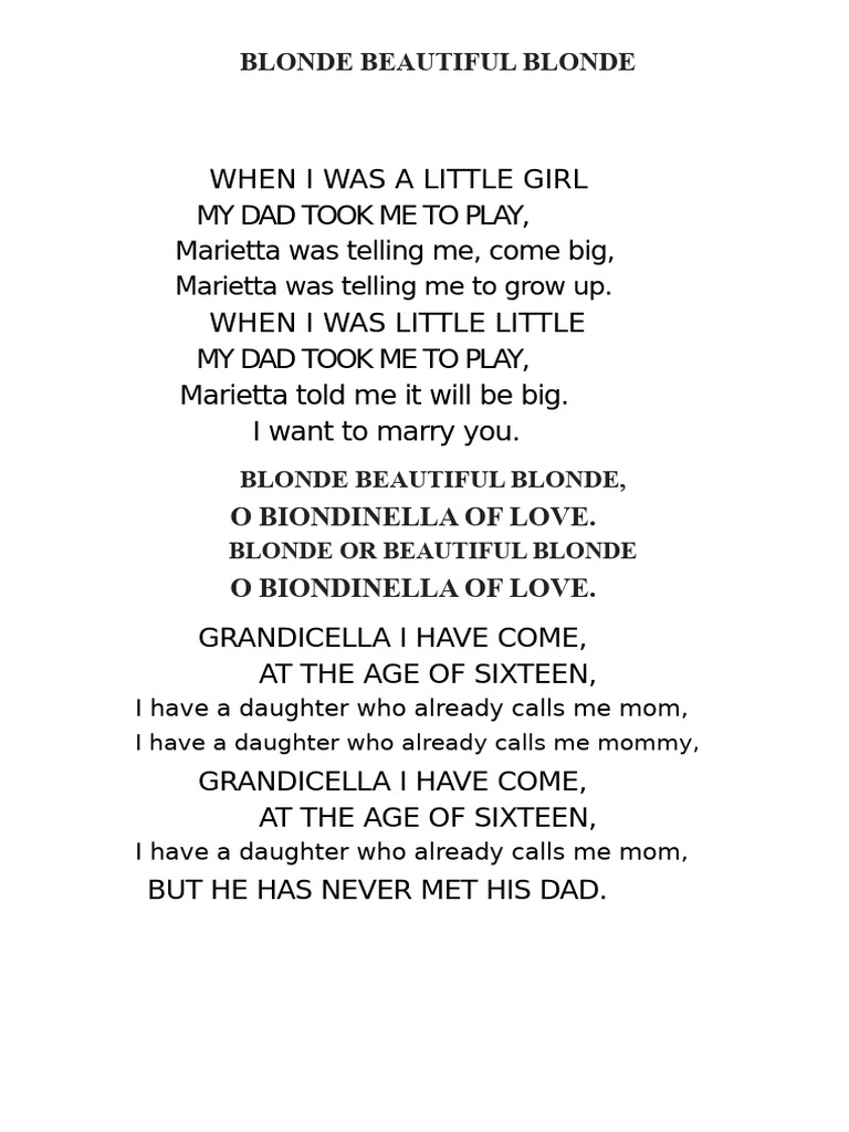 Beautiful Blonde Blonde | PDF