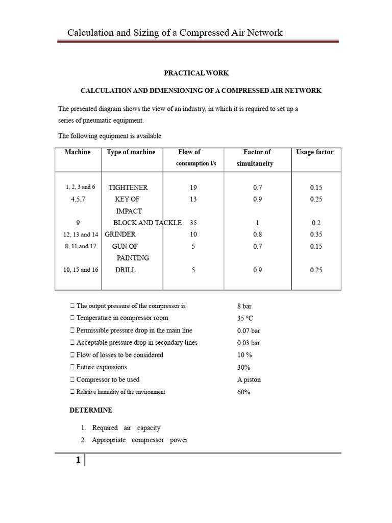 Project Calculation and Sizing of A Compressed Air Network | PDF ...