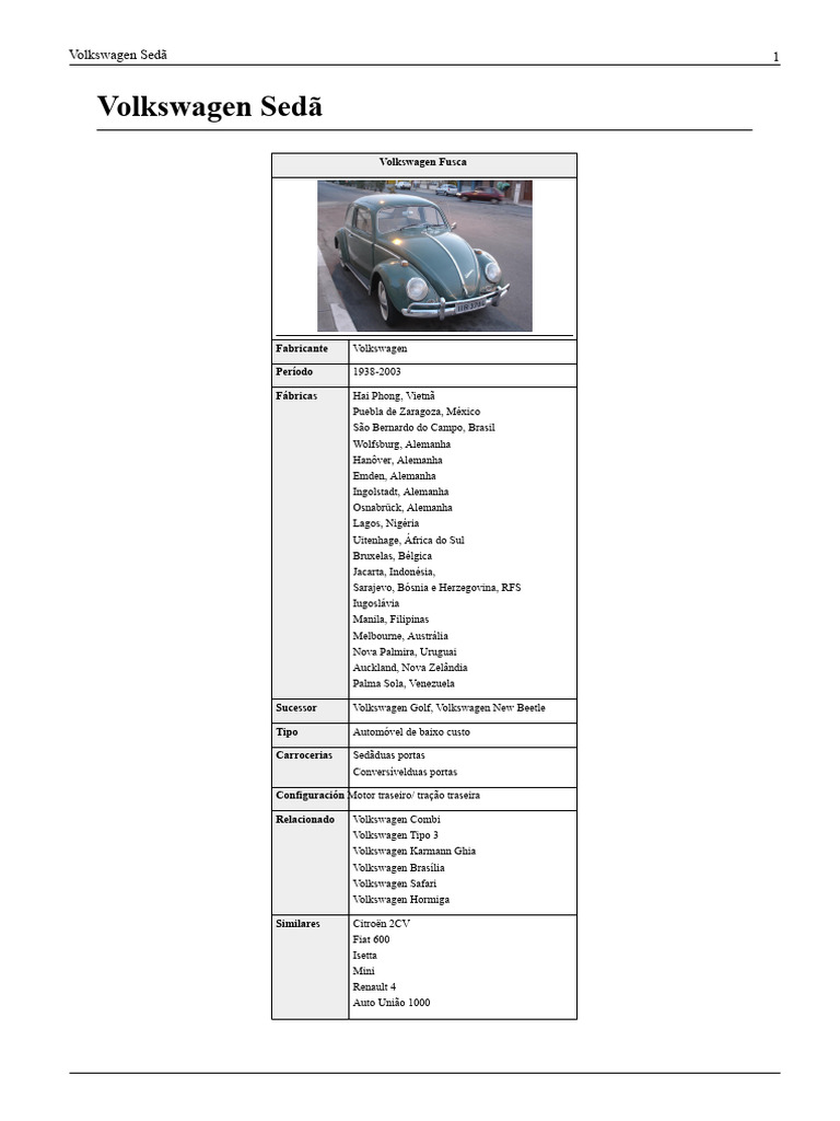Volkswagen Sedã | PDF | Volkswagen | Carro