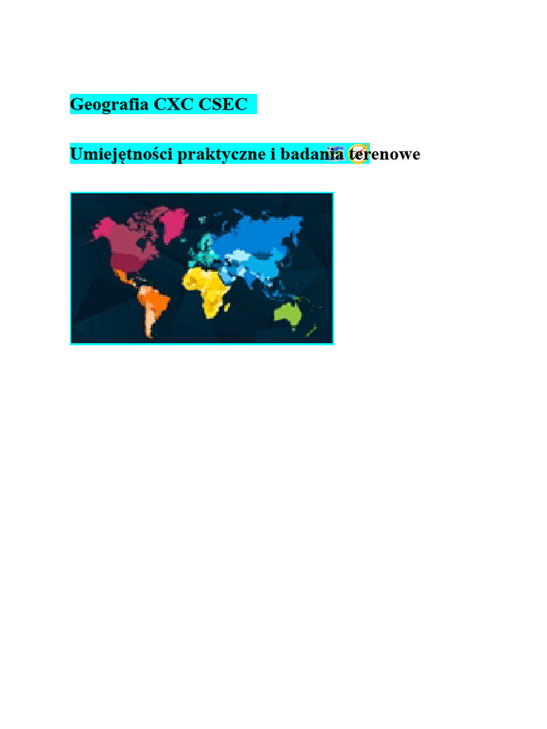 Geografia CXC CSEC - Umiejętności Praktyczne I Badania Terenowe ...