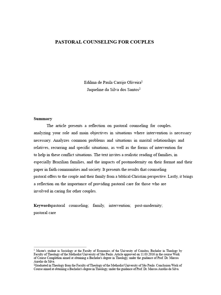 Pastoral Counseling for Couples' Issues | PDF | Christian Counseling ...