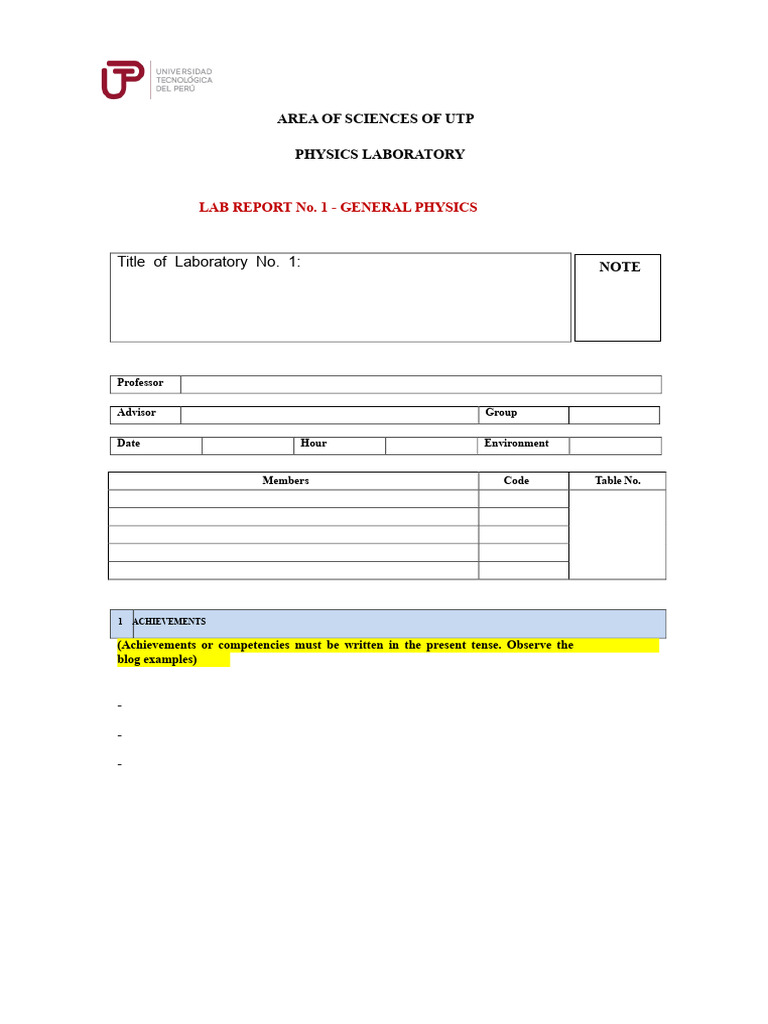 Model - General Physics Laboratory Report UTP | PDF