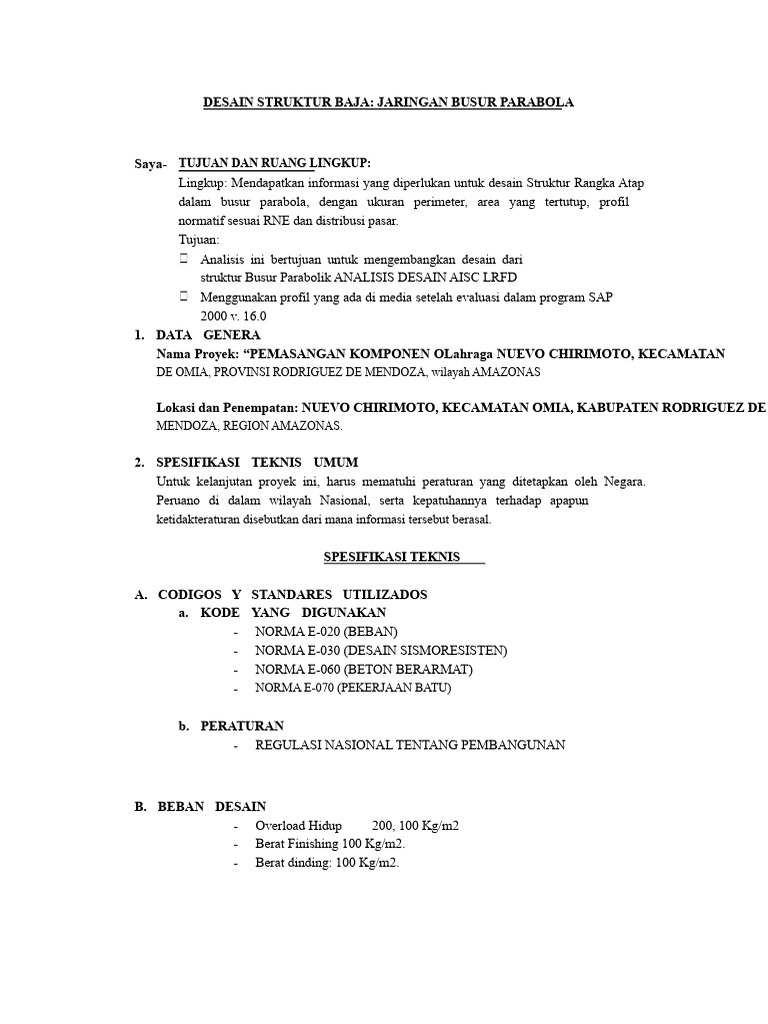 Desain Struktur Baja Busur Parabola | PDF