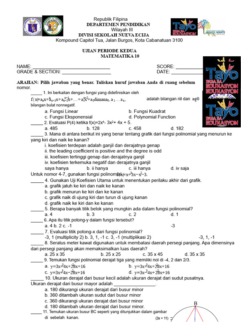 MATH-10-Ujian-dengan-Kunci-Jawaban | PDF
