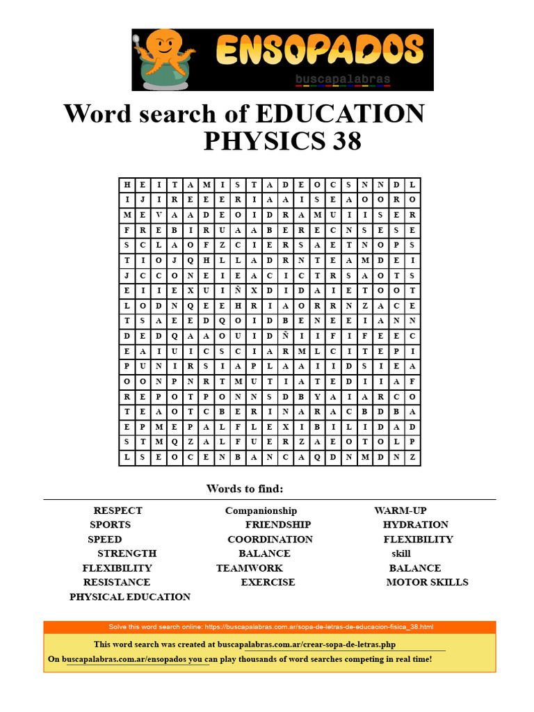 Education Physics Word Search Puzzle | PDF | Physical Fitness ...
