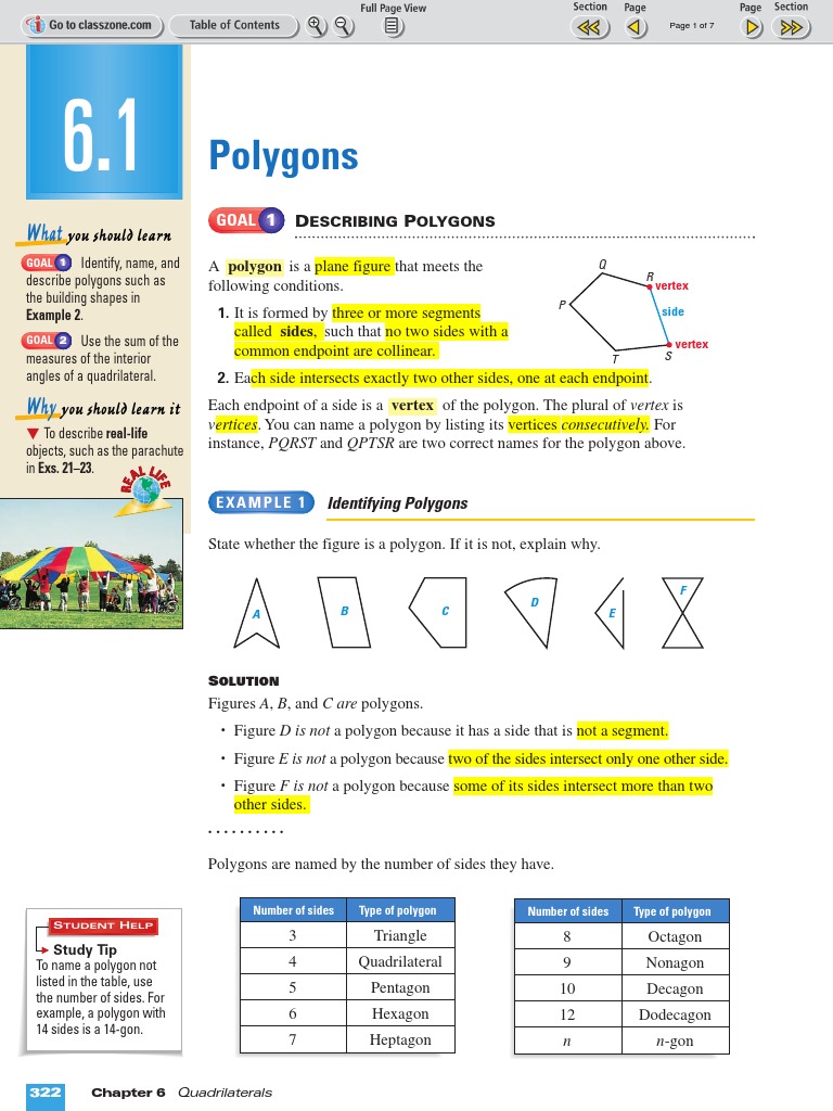 ML Geometry 6-1 Polygons | PDF | Triangle | Polygon