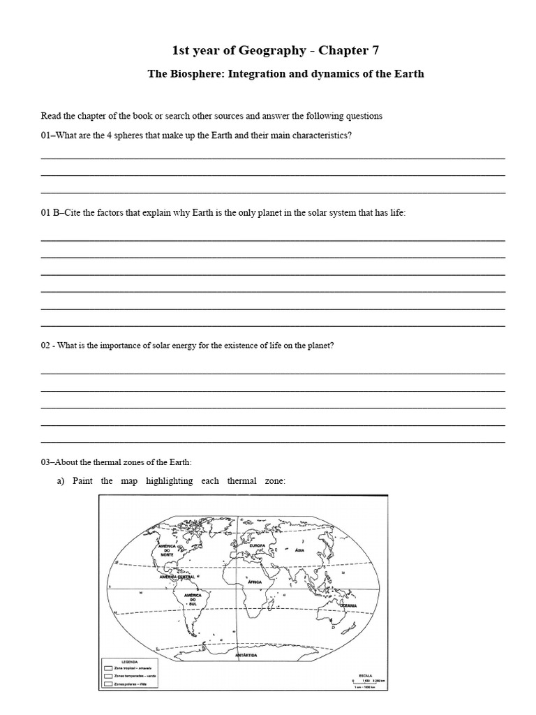 Exercise 1st Year 2nd Semester 2019 - Chapter 7 - Biosphere | PDF ...
