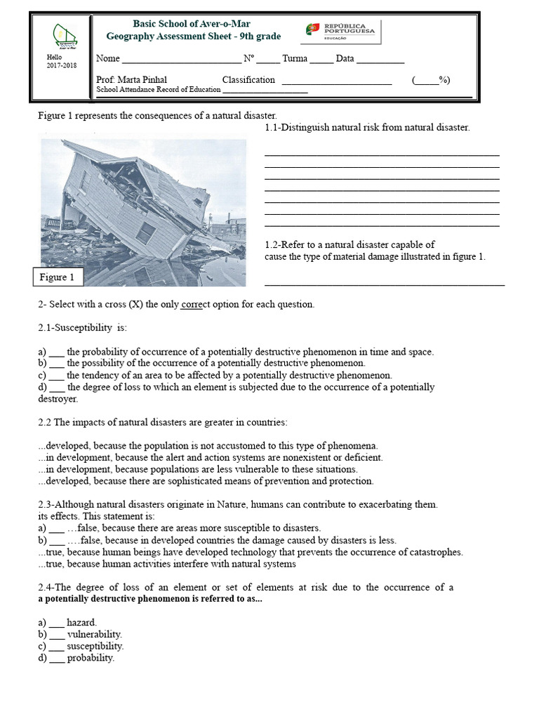4th Test 9th 18-19 Natural Risks | PDF | Natural Disasters | Heat Wave