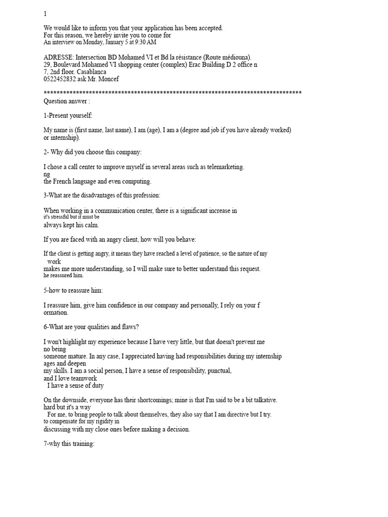 Call Center Interview | PDF | Recruitment