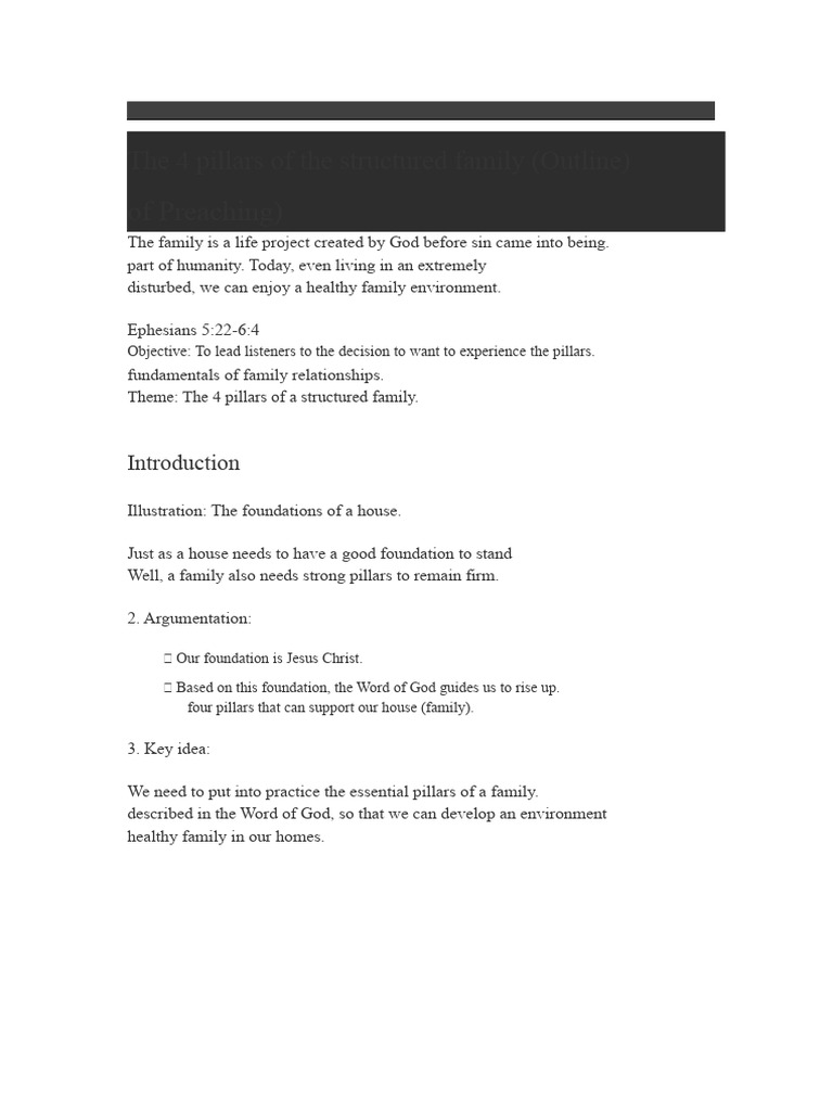 4 Pillars of a Healthy Family Structure | PDF | Love | Religious Belief ...
