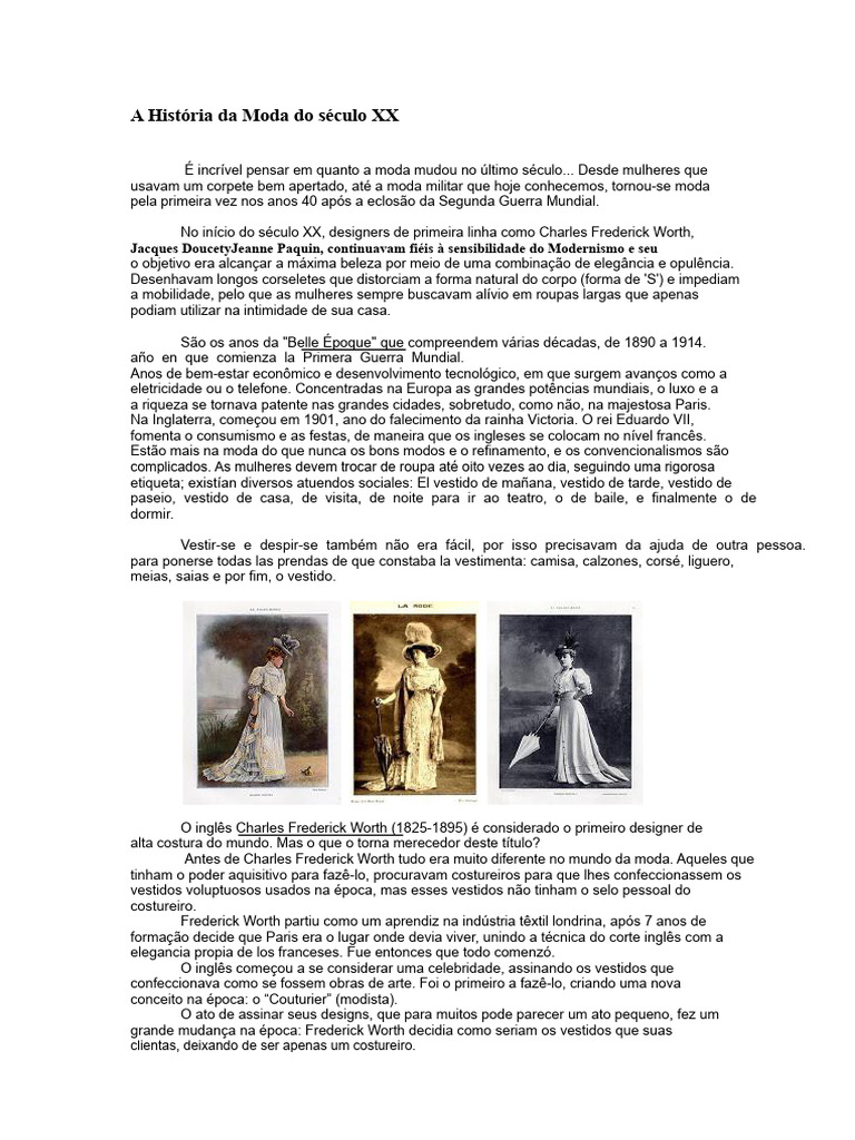 Evolução da Moda no Século XX | PDF | Moda | Roupas