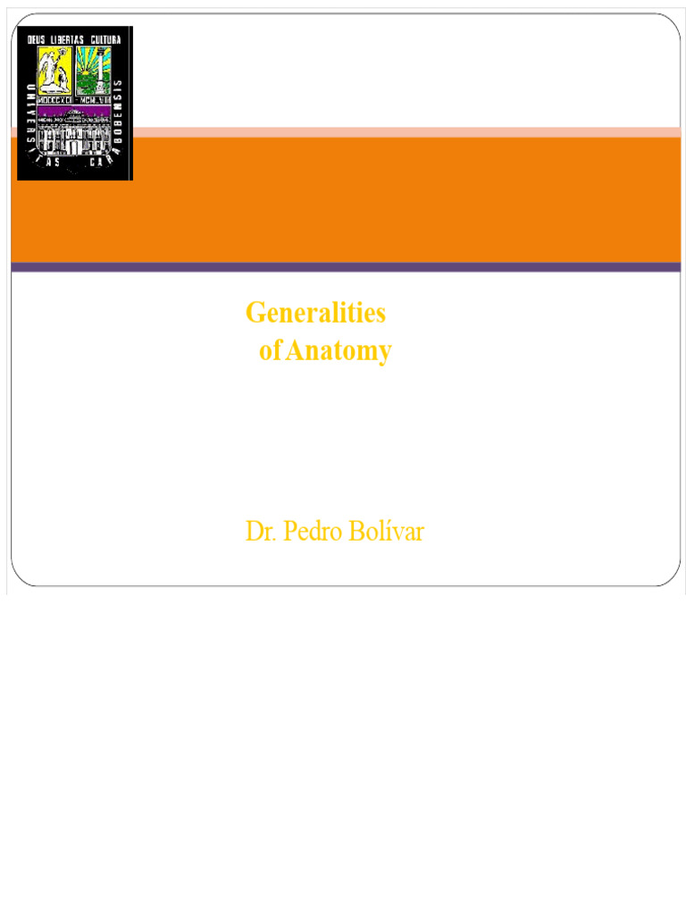 1.) Generalities of Anatomy and Morphological Principles, Generalities ...