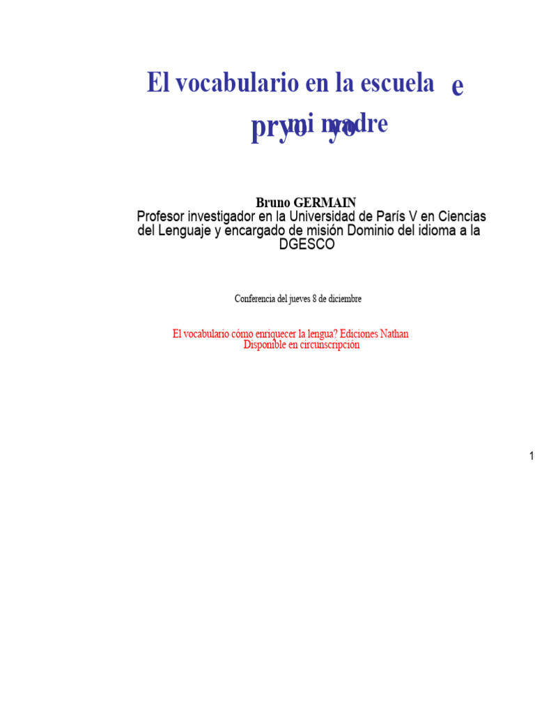 El Vocabulario en La Escuela Primaria 2 | PDF | Léxico | Palabra