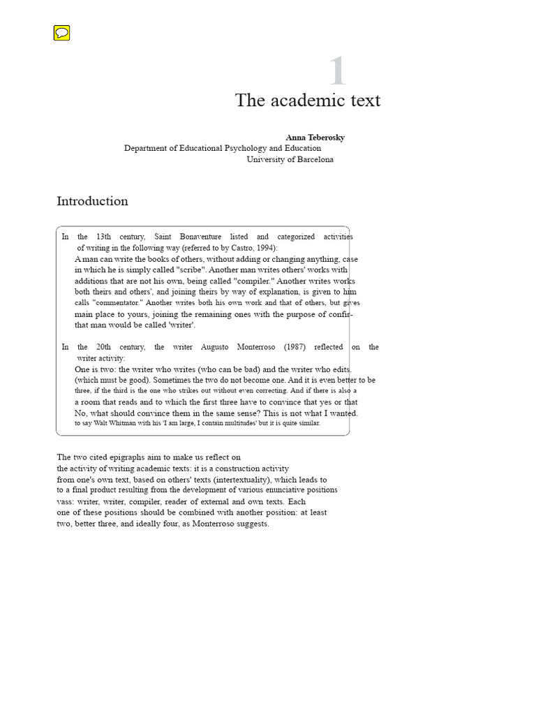 Teberosky, A. (2007) The Academic Text | PDF | Linguistics | Word