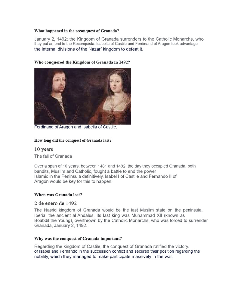 Reconquest of Granada: Key Events 1492 | PDF | Granada | Al Andalus