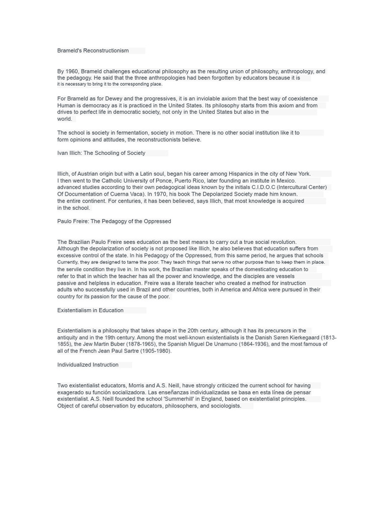 The Reconstructionism of Brameld.docx | PDF | Existentialism | Liberal ...