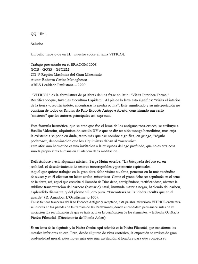 Vitriolo | PDF | Alquimia | Masonería