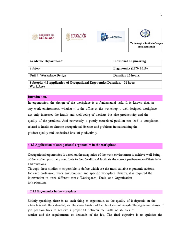 Workplace Ergonomics for Productivity | PDF | Well Being