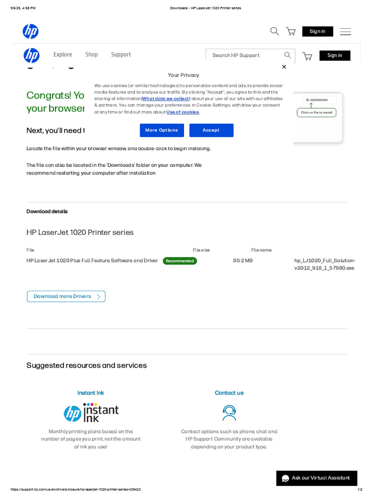 HP LaserJet 1020 Driver Download Guide | PDF | Computer File | Http Cookie