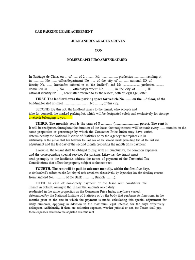 Car Parking Lease Agreement Template | PDF | Lease | Leasehold Estate