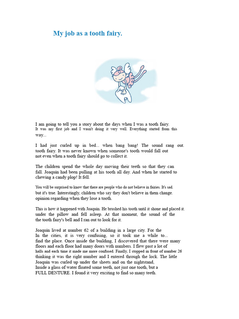 My Job As The Tooth Fairy (Reading) | PDF | Tooth Fairy