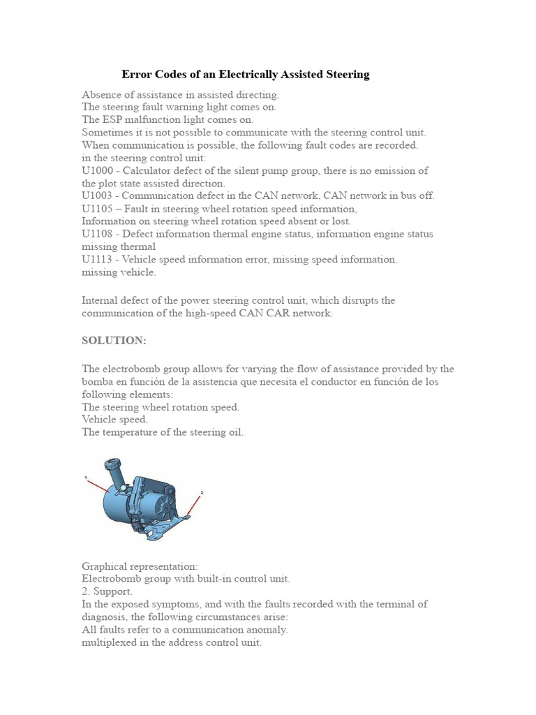 Fault Codes of Electrically Assisted Steering | PDF | Electrical ...