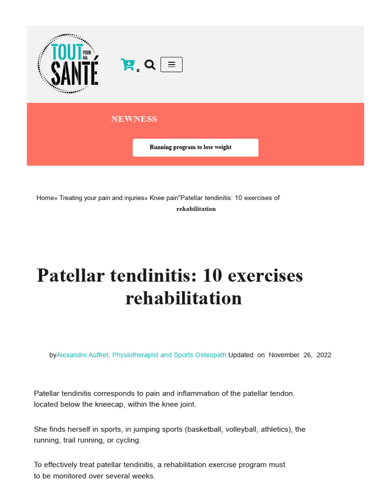 Patellar Tendonitis Rehabilitation Exercises | PDF | Knee ...