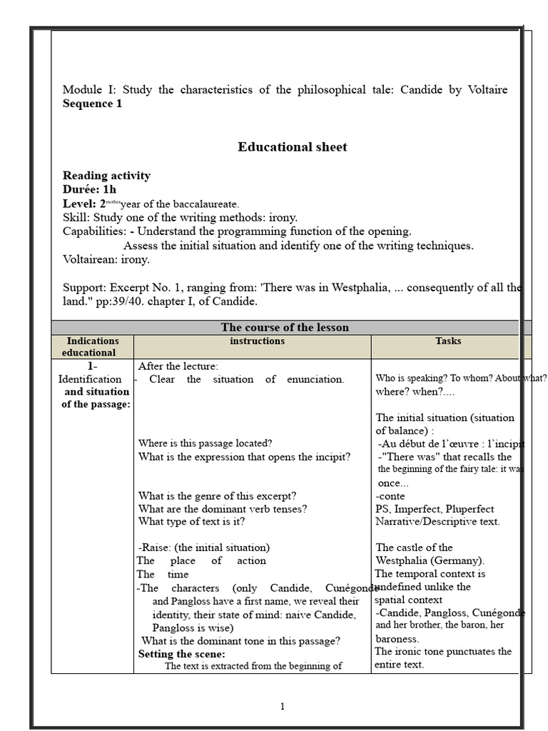 Analyzing Irony in Voltaire's Candide | PDF | Candide