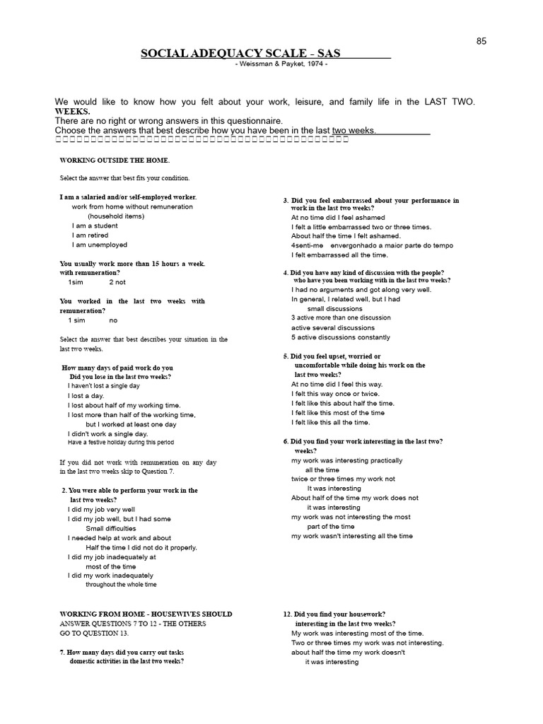 SOCIAL ADEQUACY SCALE - Social Phobia | PDF | Human Sexual Activity