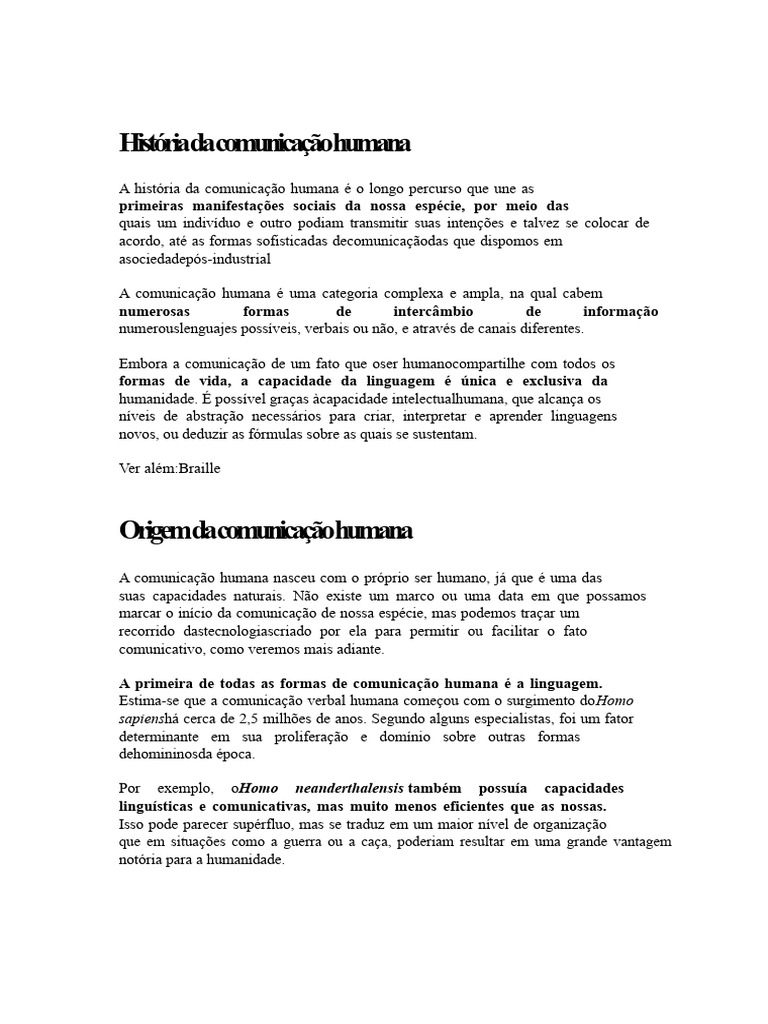 Evolução da Comunicação Humana | PDF | Comunicação | Escrita