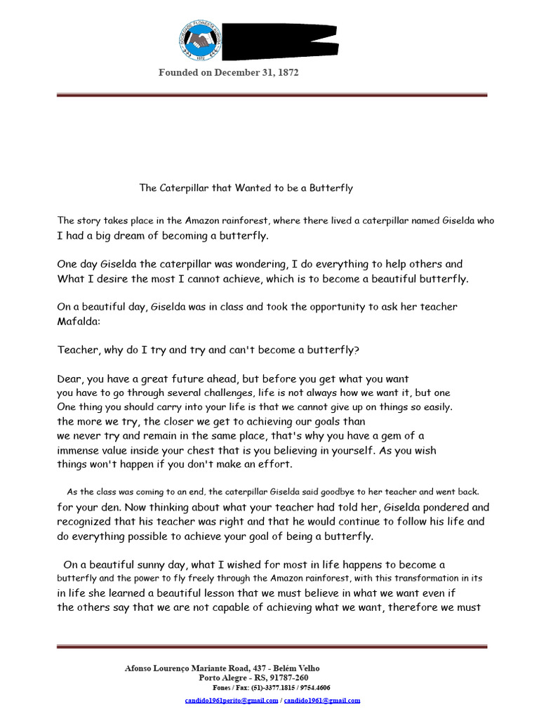 The Caterpillar That Wanted to Be a Butterfly | PDF