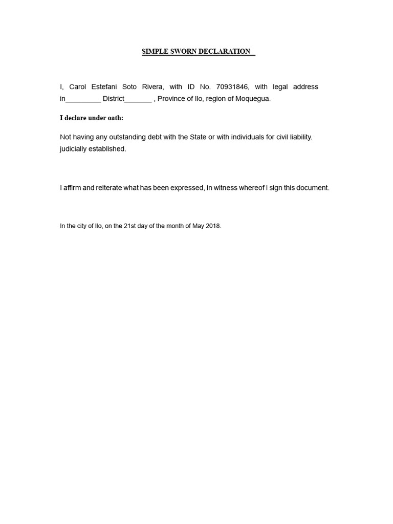 Simple Affidavit Model | PDF
