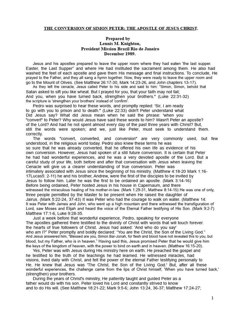 Simon Peter's Journey to Conversion | PDF | Jesus | Saint Peter