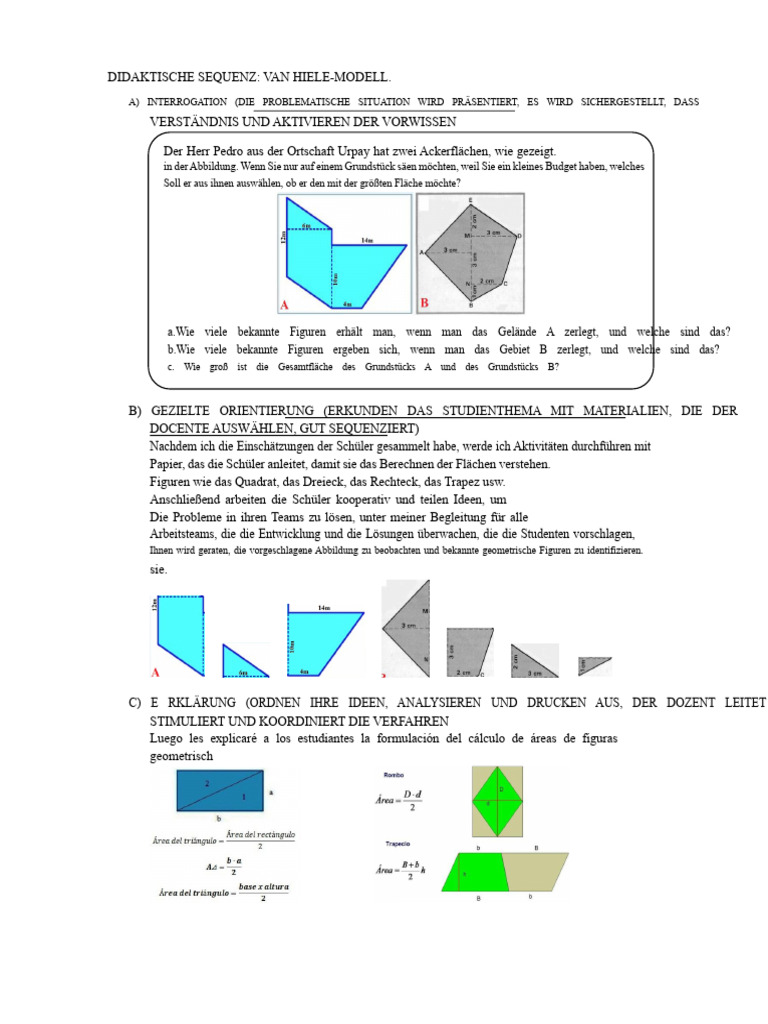 Didaktische Sequenz Van Hiele: Beispiel | PDF
