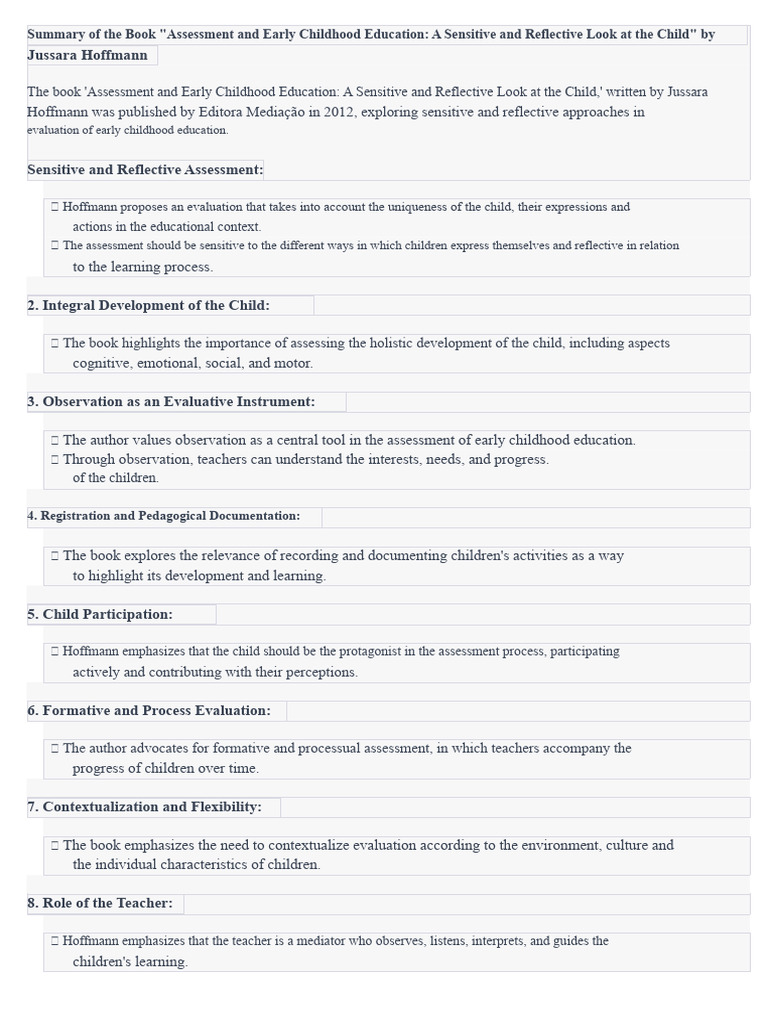 Evaluation and Early Childhood Education A Sensitive and Reflective ...