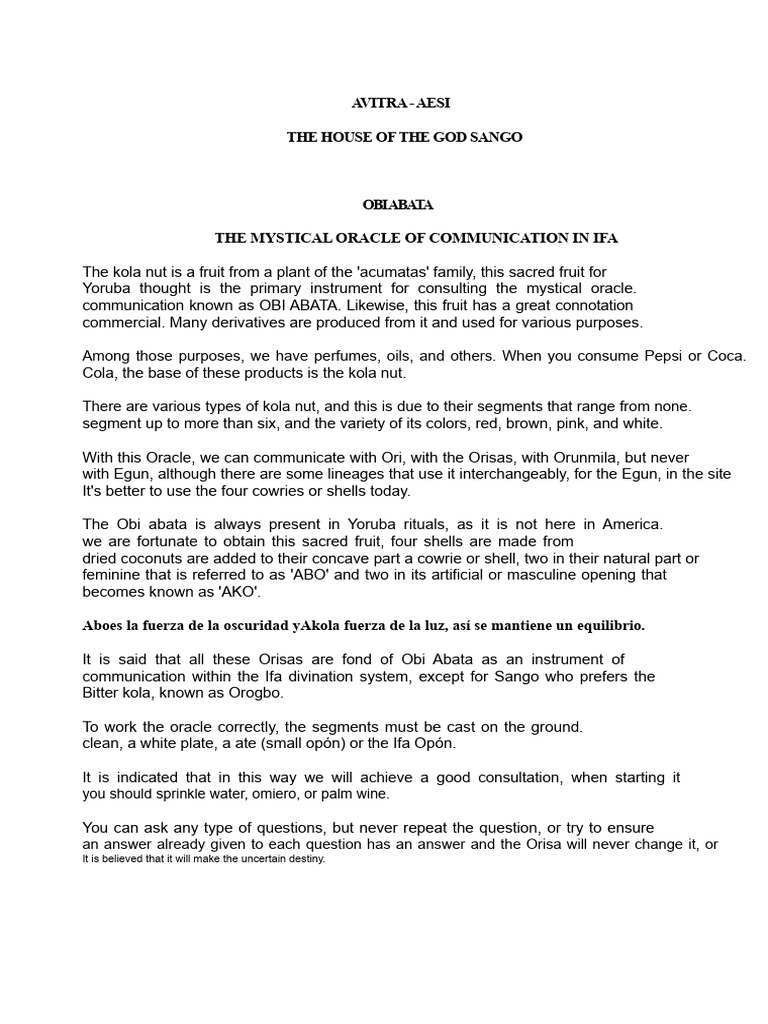 Manual of the Obi Abata | PDF | Wisdom | Heaven